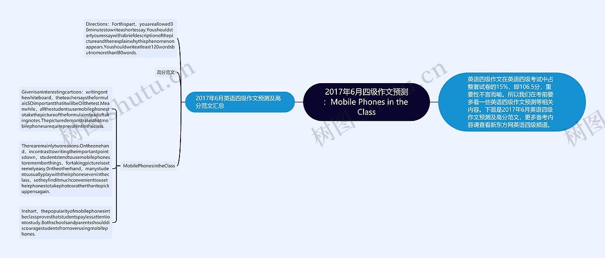 2017年6月四级作文预测：Mobile Phones in the Class思维导图_编号p9612893-TreeMind树图
