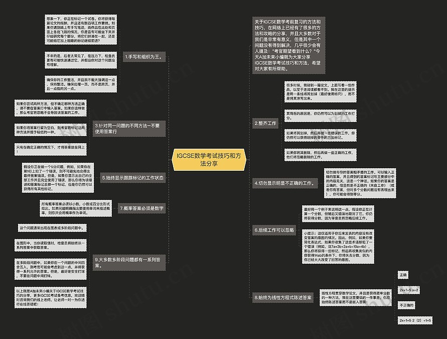 IGCSE数学考试技巧和方法分享思维导图_编号c3336007-TreeMind树图